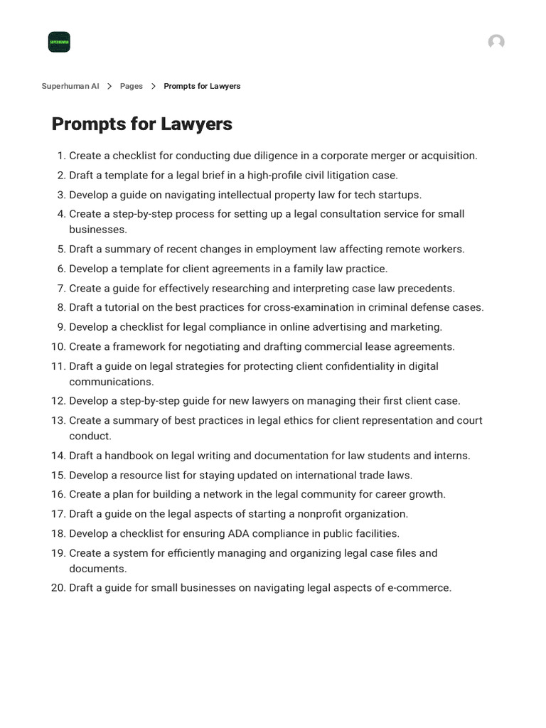 Essential Legal Prompts for Lawyers | PDF