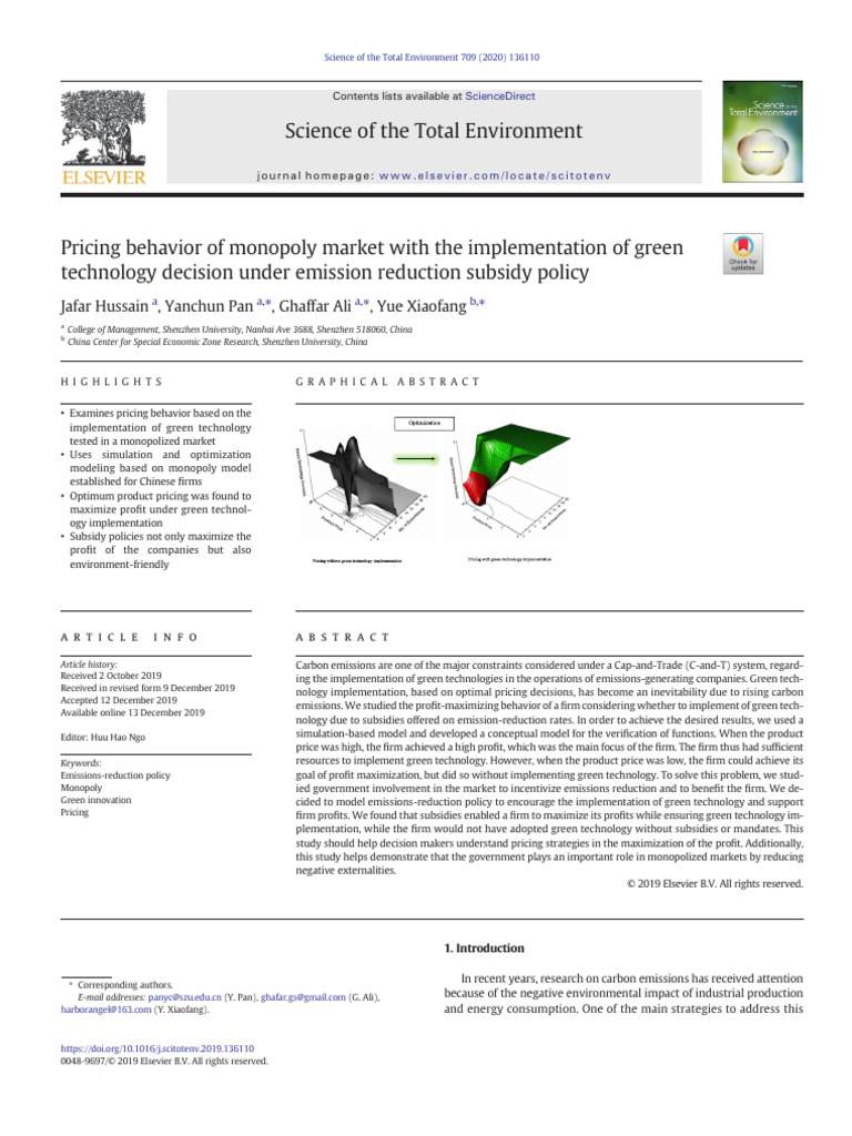 Monopoly Pricing and Green Technology Subsidies | PDF | Subsidy ...