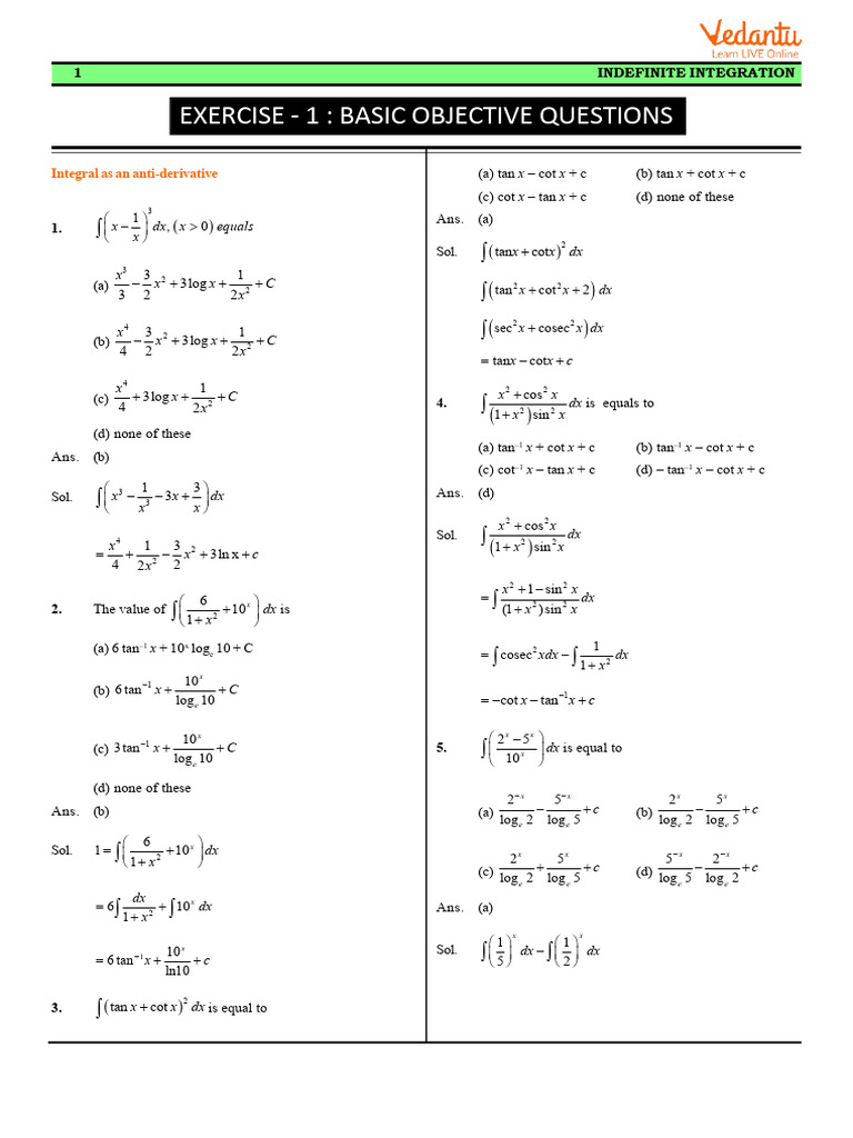 Indefinite Integration_(Ex.1) | PDF