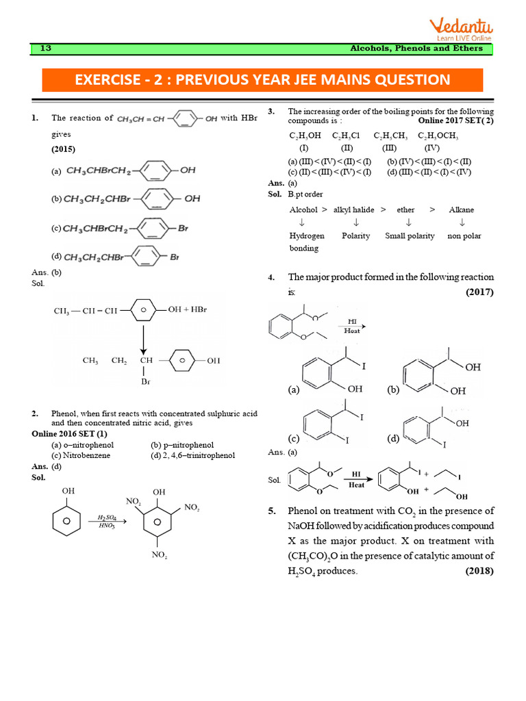 Alchol, Ethor Phenol Ex-2 | PDF | Ether | Organic Chemistry