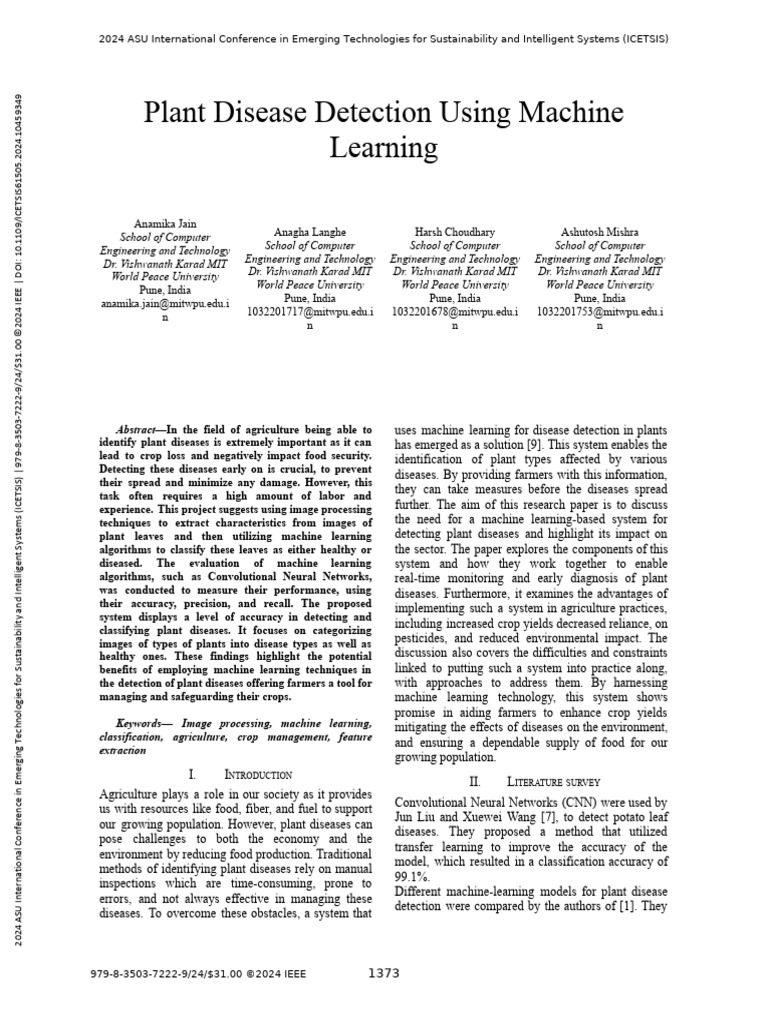 Plant Disease Detection Using Machine Learning | PDF | Machine Learning ...