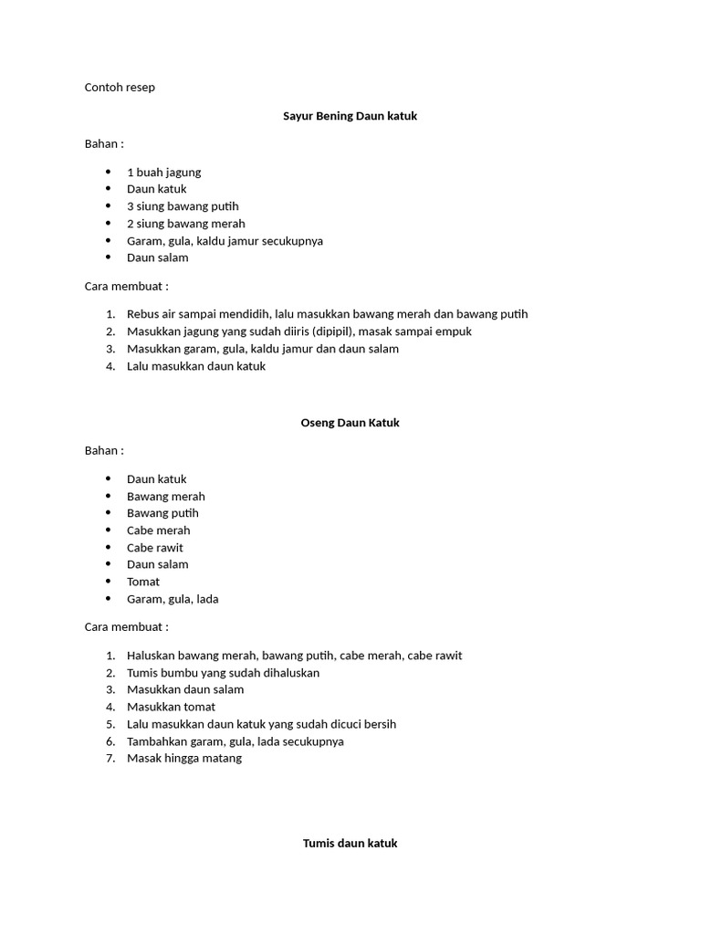 Contoh Resep | PDF