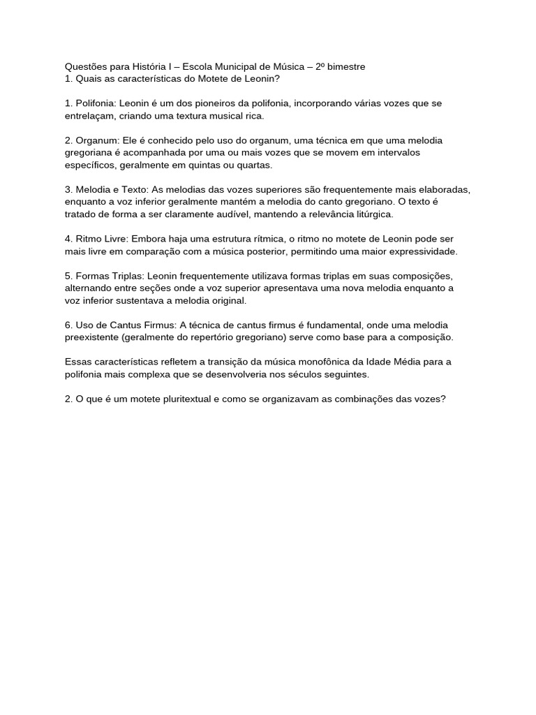 Características do Motete de Leonin | PDF
