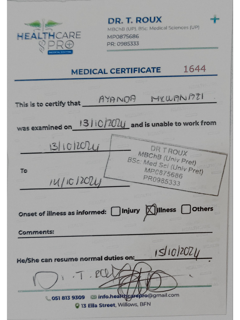Sick Note | PDF