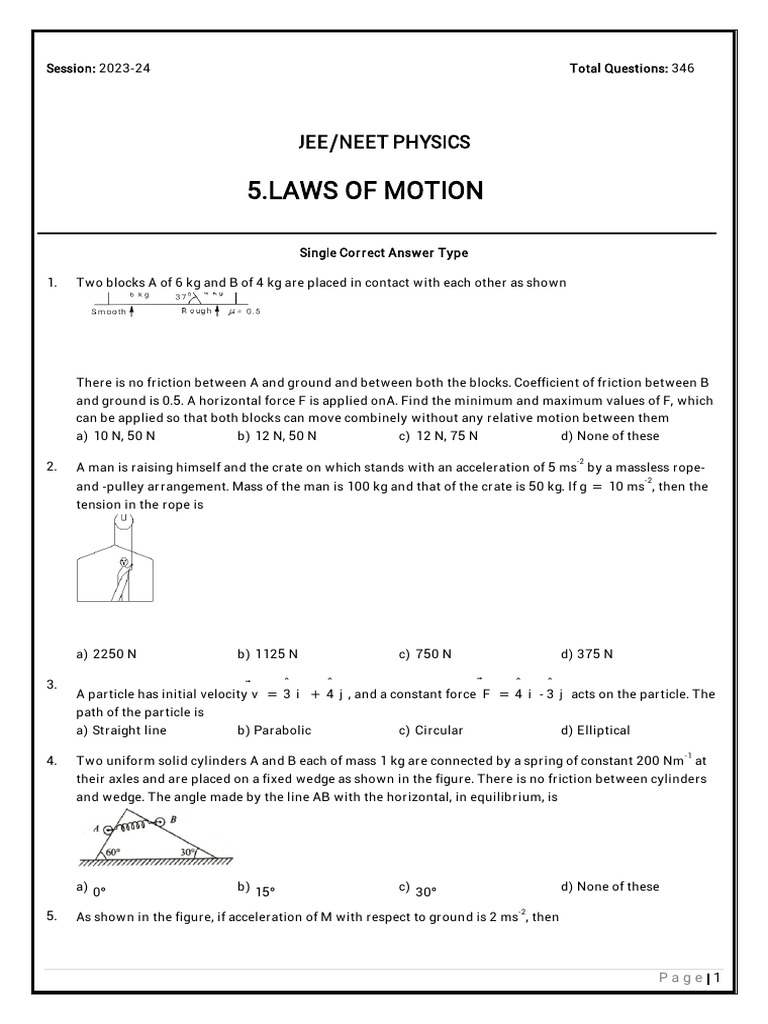 Laws of Motion | PDF | Force | Friction