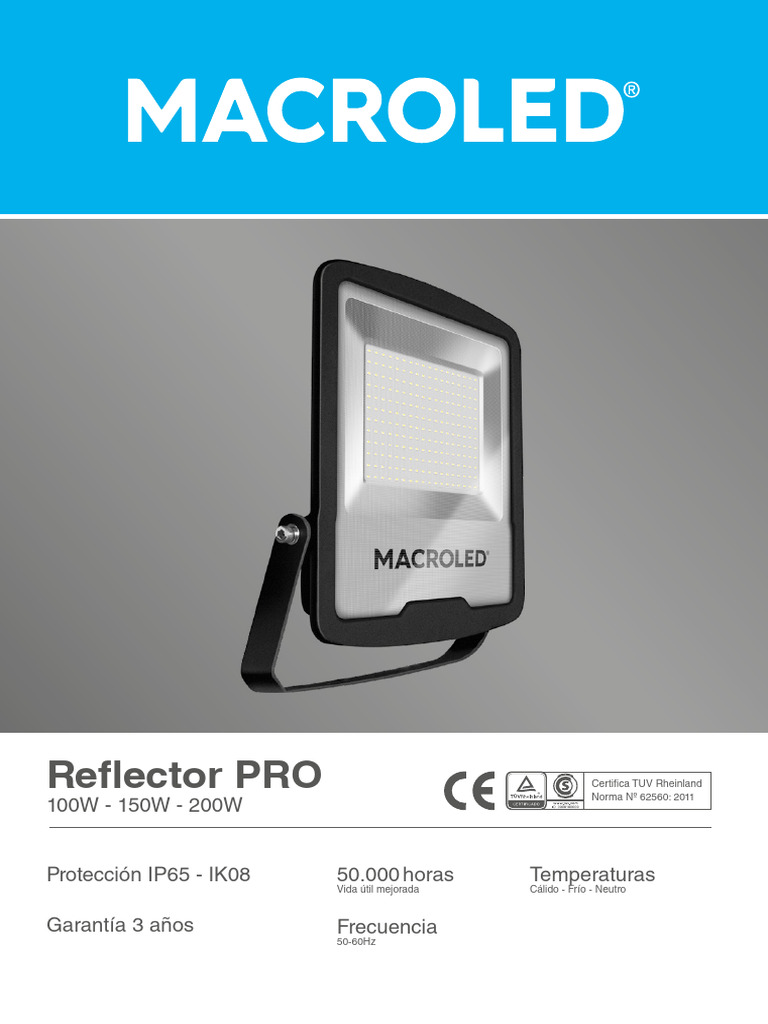 FICHA TECNICA - REFLECTOR PRO LED 100-150-200W | PDF | Ingenieria ...
