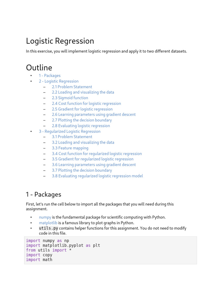 C1 W3 Logistic Regression | PDF | Logistic Regression | Regression Analysis