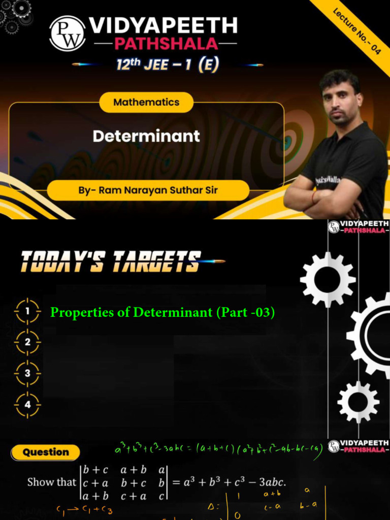 Determinants - 04 - Class Notes - Pathshala 12th JEE 2024 (LJ11EA) | PDF