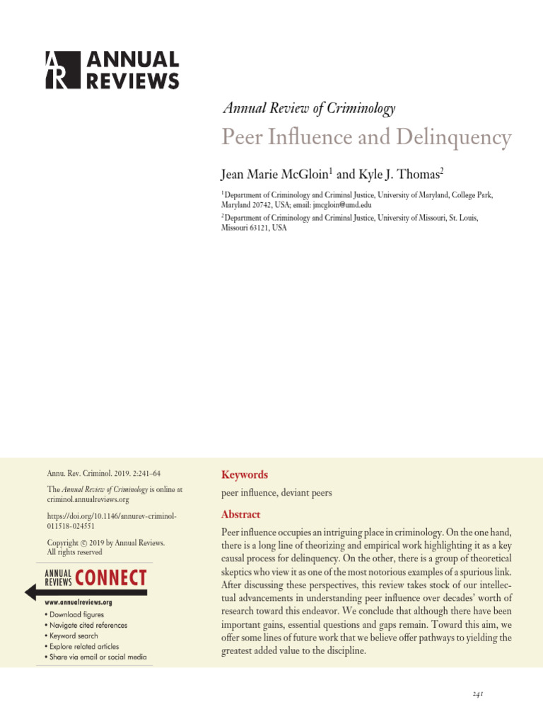 Annurev Criminol 011518 024551 | PDF | Deviance (Sociology) | Juvenile ...