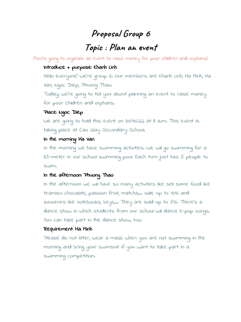 Event Proposal for Charity Fundraiser | PDF