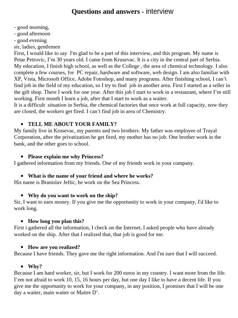 Questions and Answers - Intervju | PDF