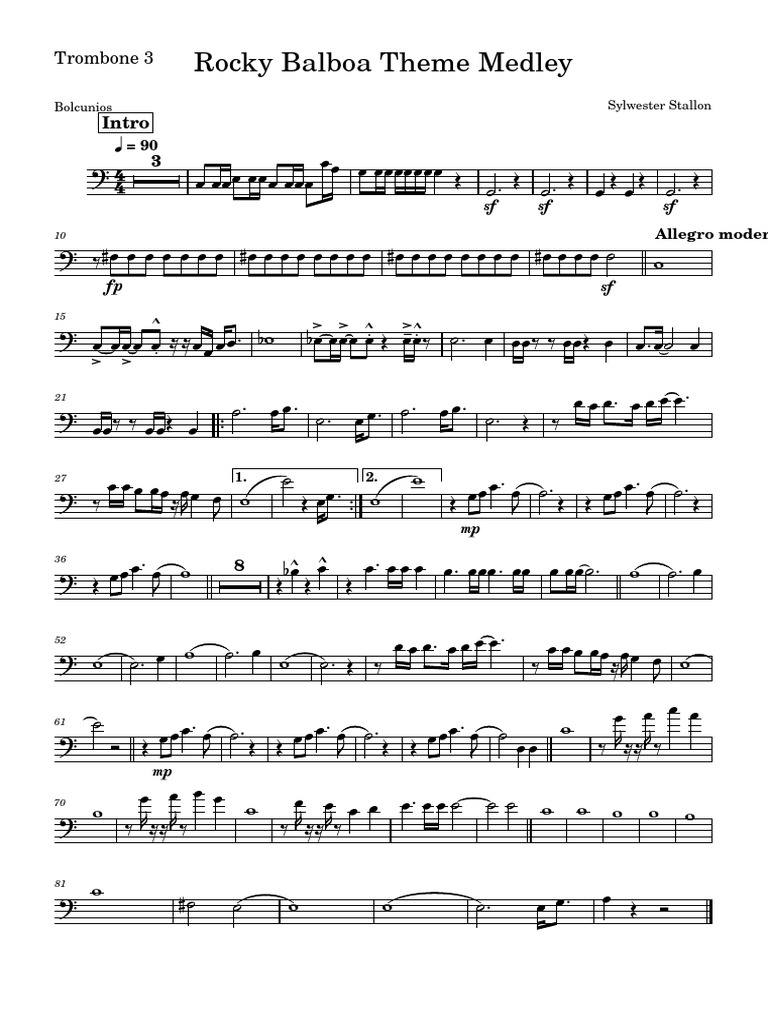 Rocky Balboa Theme Medley-Trombone - 3 | PDF