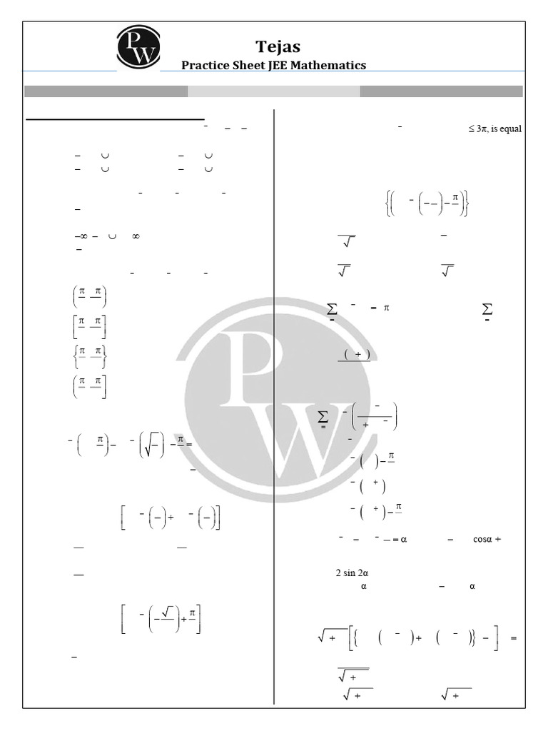 Inverse Trigonometry Function - Practice Sheet - Lakshya JEE 2024 | PDF | Trigonometric ...