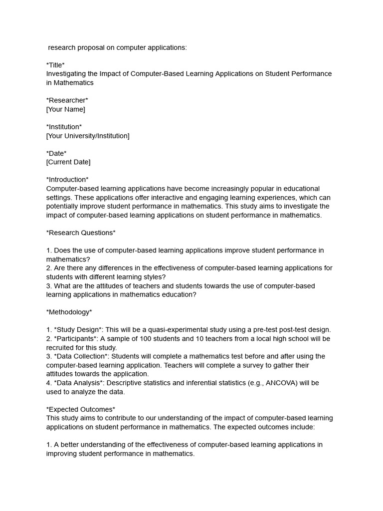 Here Is A Sample Research Proposal On Computers Aplication4 | PDF ...
