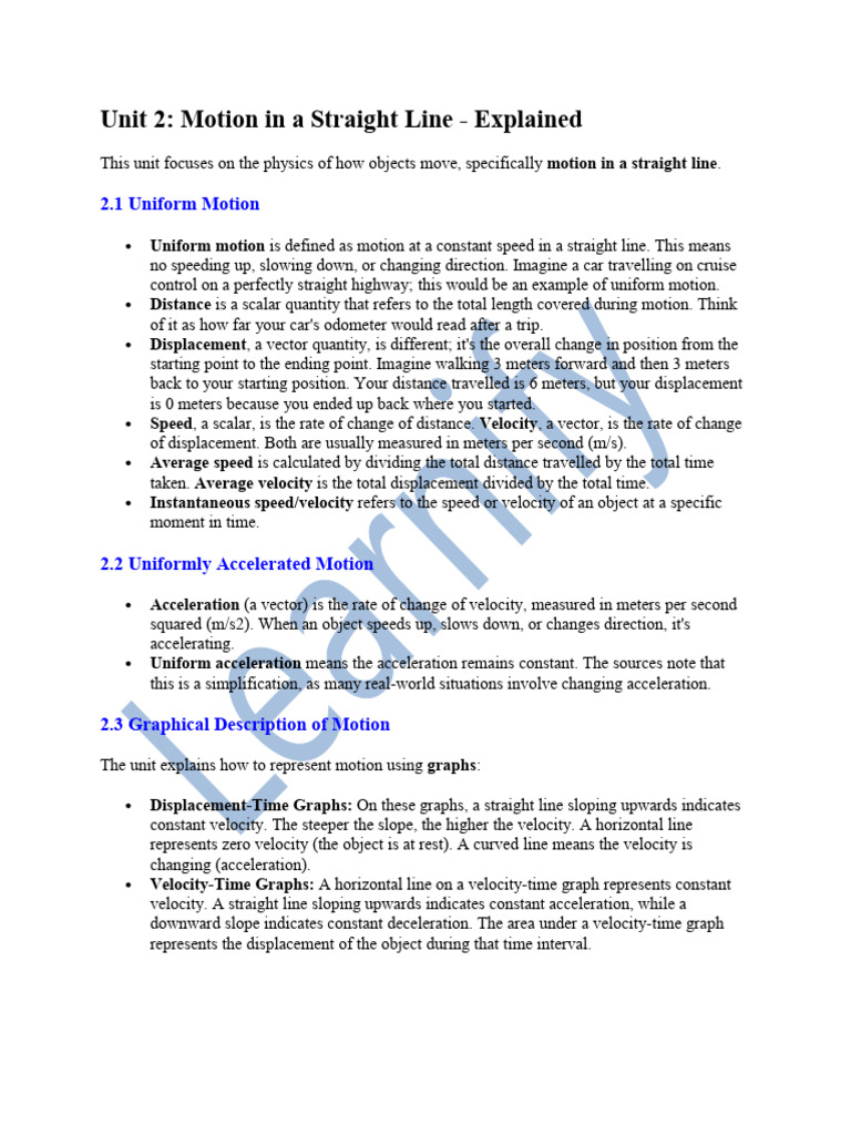 grade 9 physics unit 2 | PDF | Acceleration | Velocity