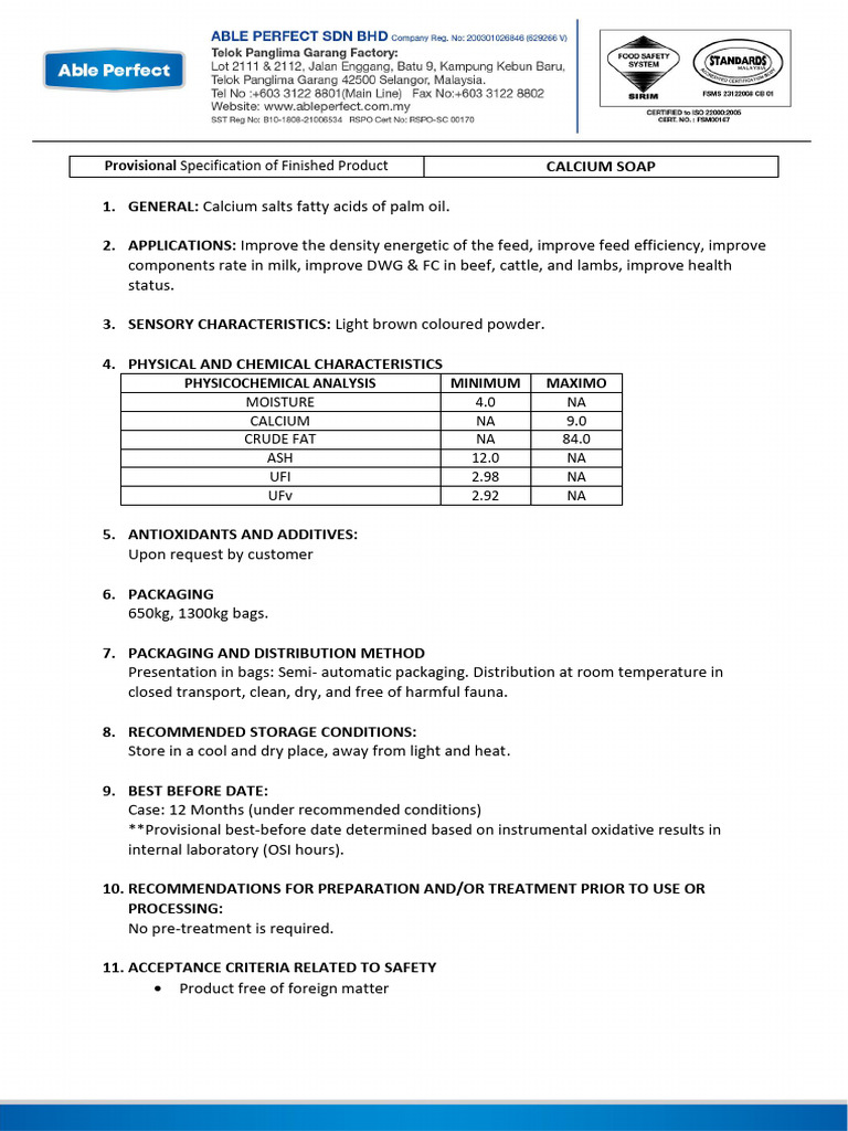 APMEX Calcium Soap | PDF | Sodium