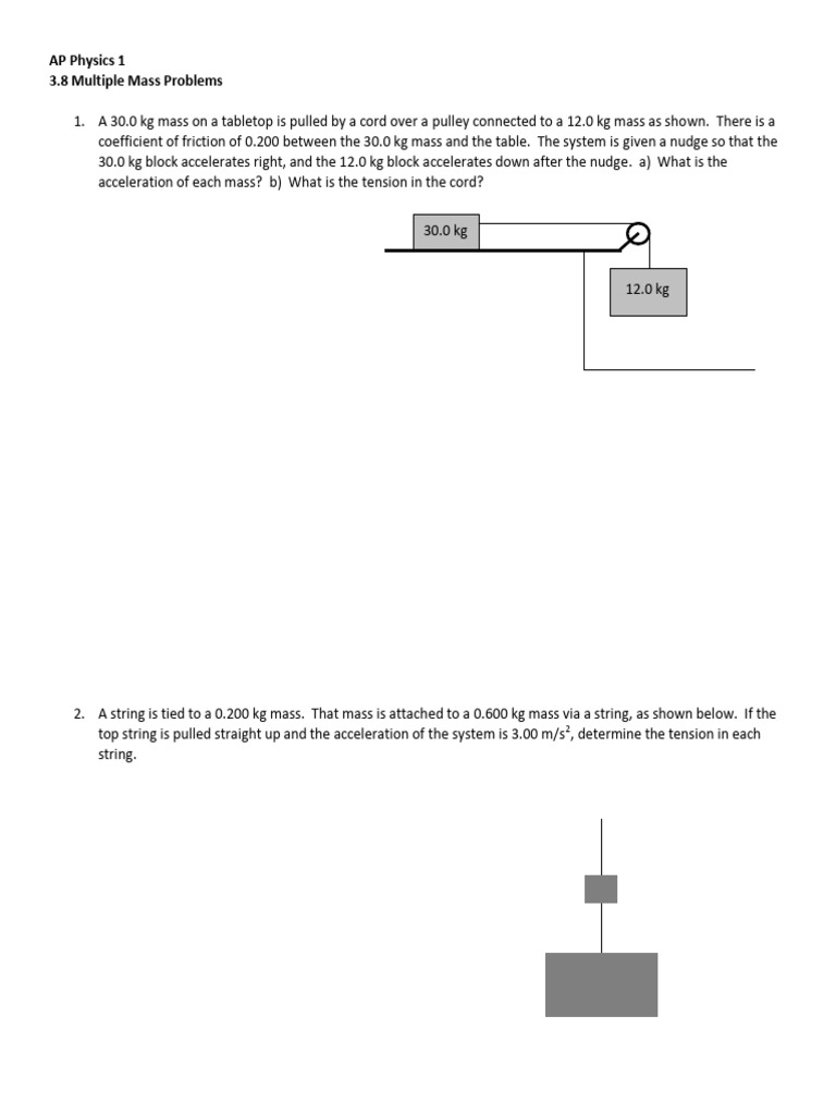 3.8 AP Physics 1 Multiple Mass Problems | PDF