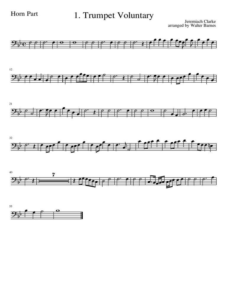 1._Trumpet_Voluntary horn part transposed-Trombone | PDF