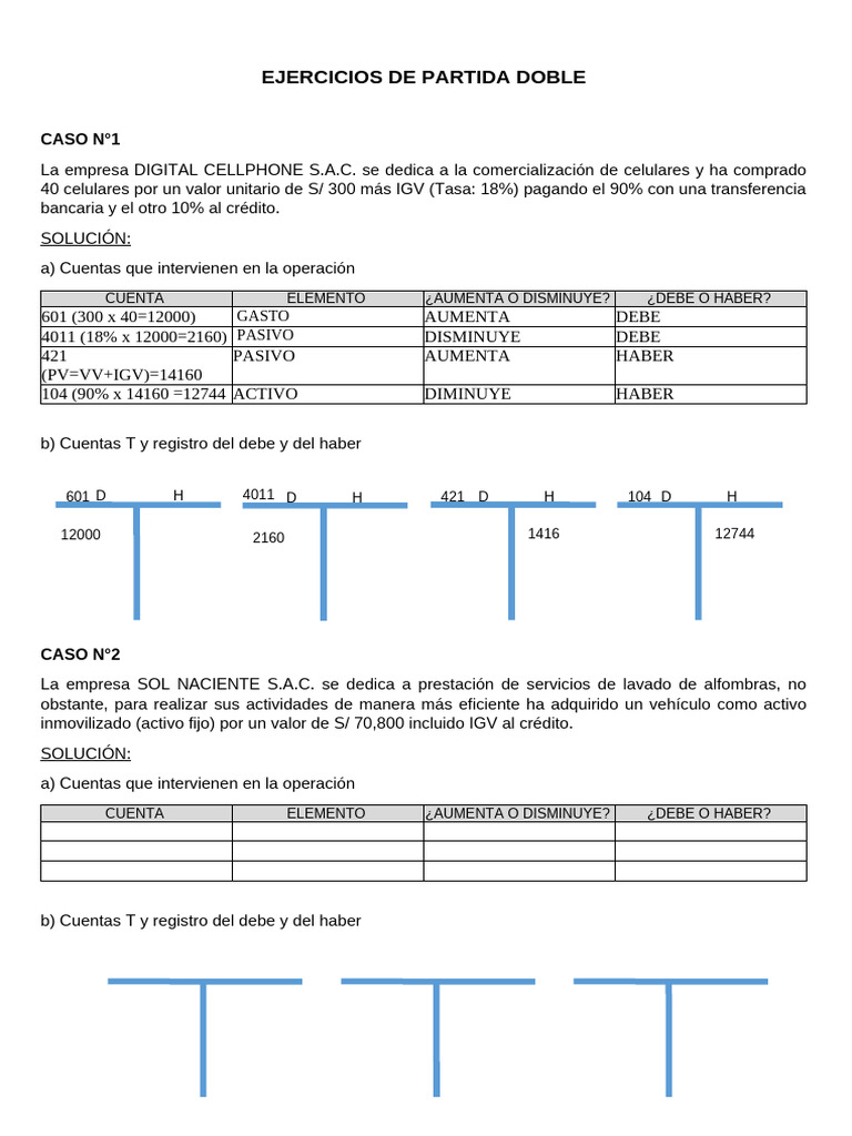 Ejercicios de Partida Doble | PDF | Economias | Dinero