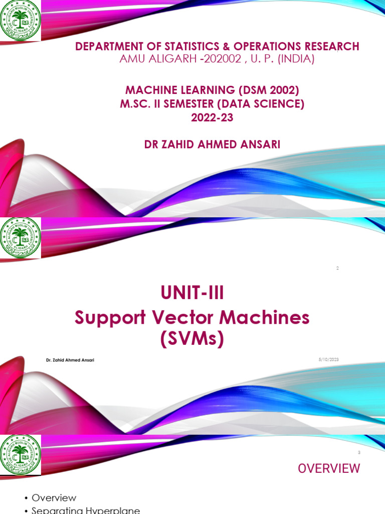 Unit-III - SVM | PDF | Support Vector Machine | Algorithms
