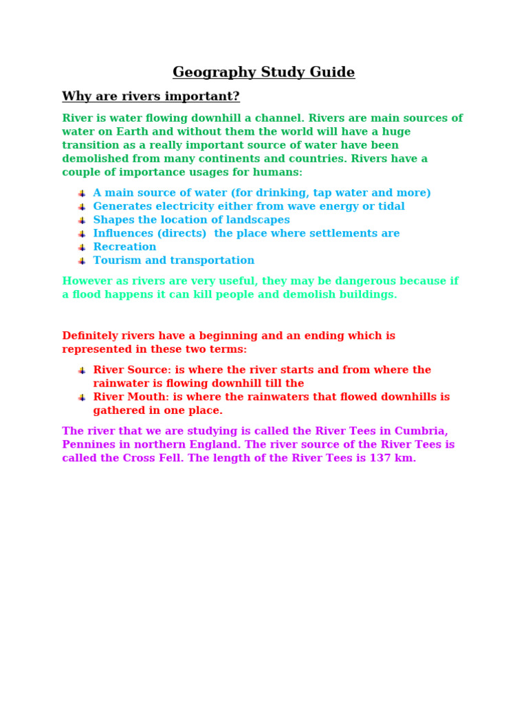 Geography Stuy Guide | PDF | Water Cycle | Erosion