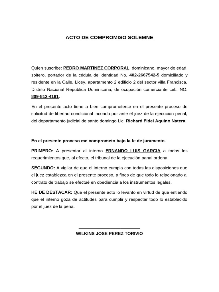 Acto de Compromiso Ariel Montero | PDF