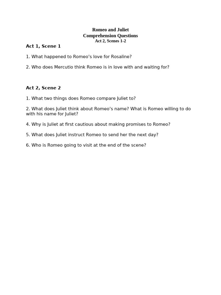 Act 2 Comprehension Questions | PDF