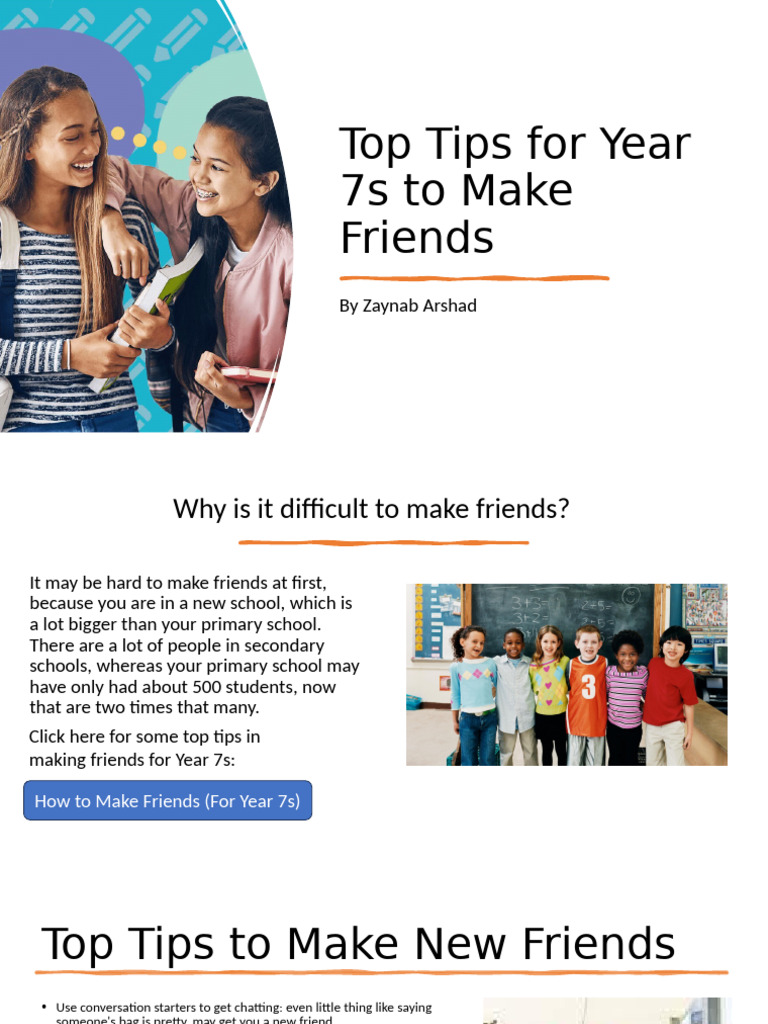 Top Tips for Year 7s to Make Friends | PDF