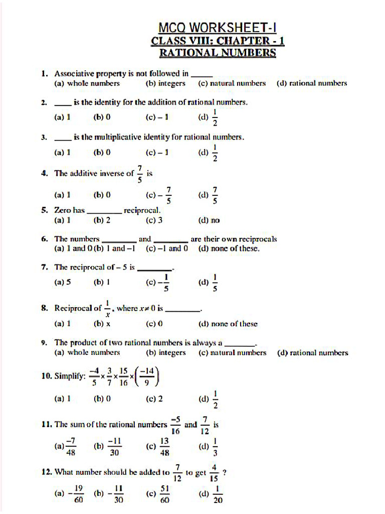 Holiday Homework For Class 8. | PDF