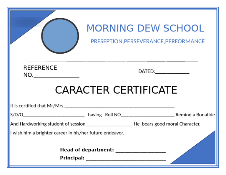 Student Character Certificate | PDF