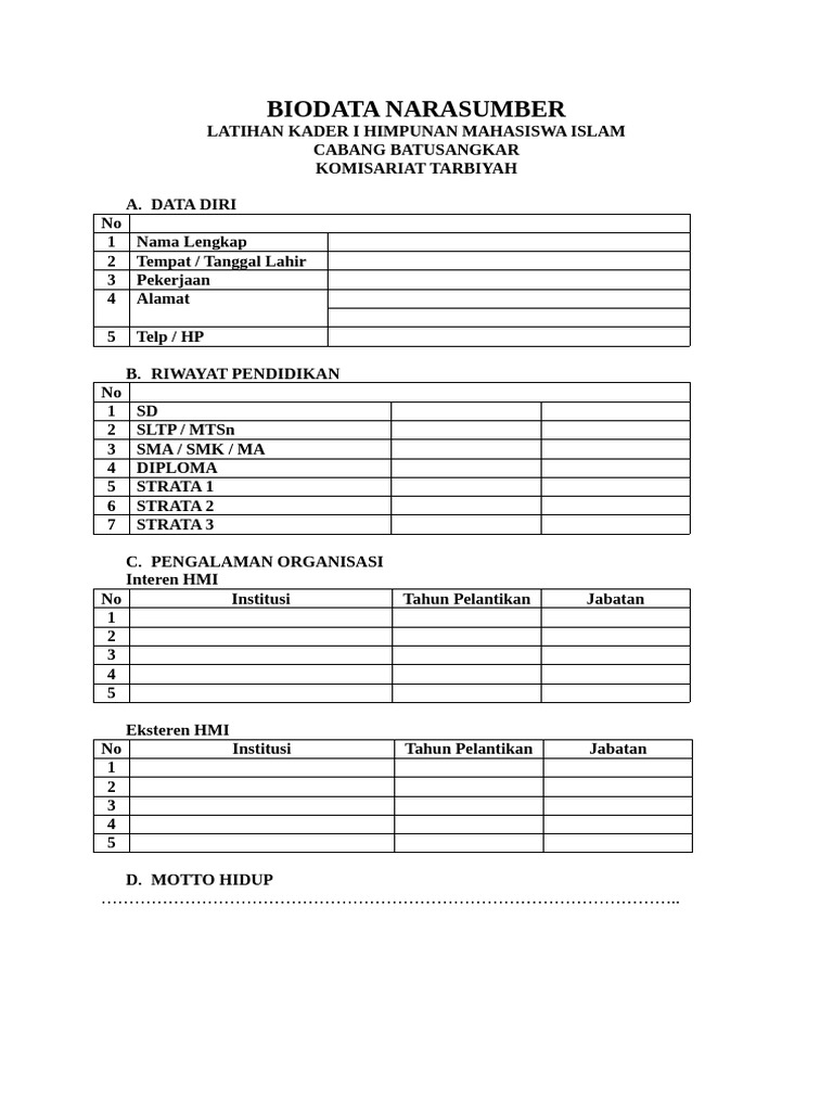 Biodata Narasumber | PDF