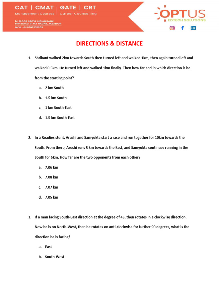 Directions & Distance | PDF | Elementary Geometry | Euclidean Geometry
