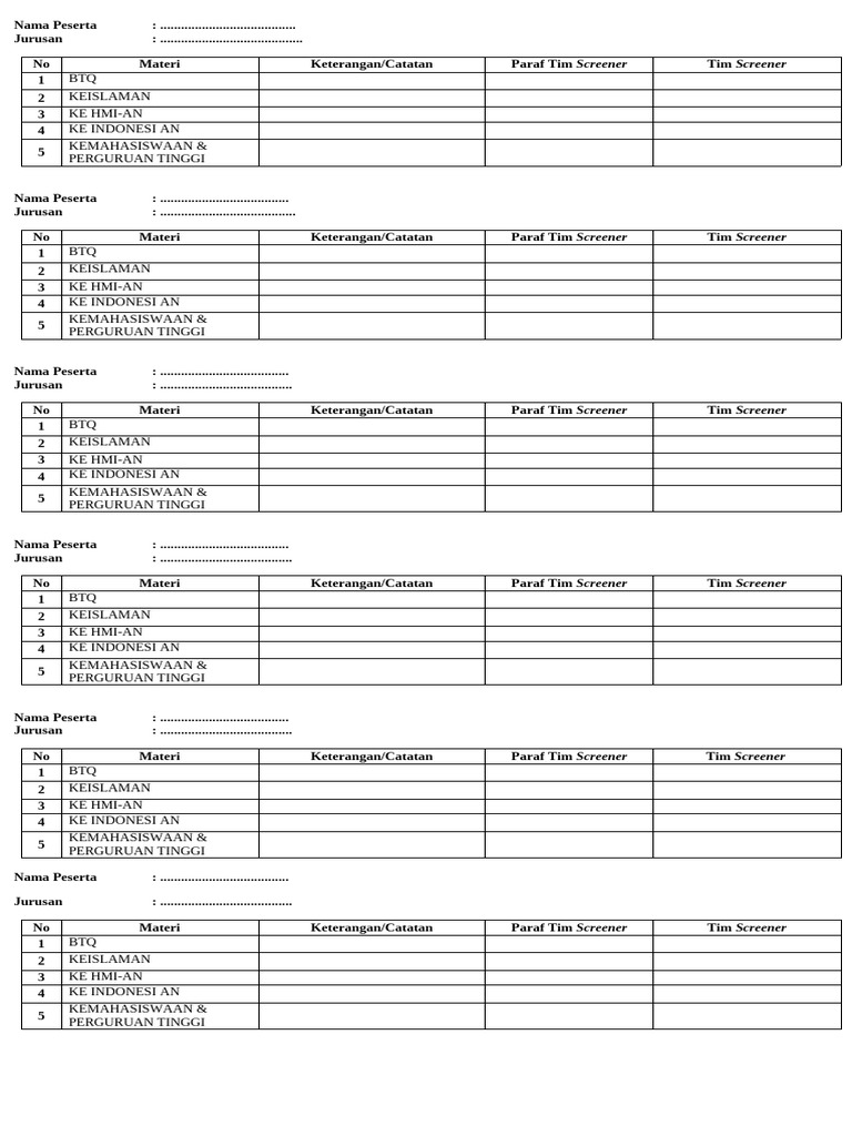 5. KARTU SCREENING | PDF
