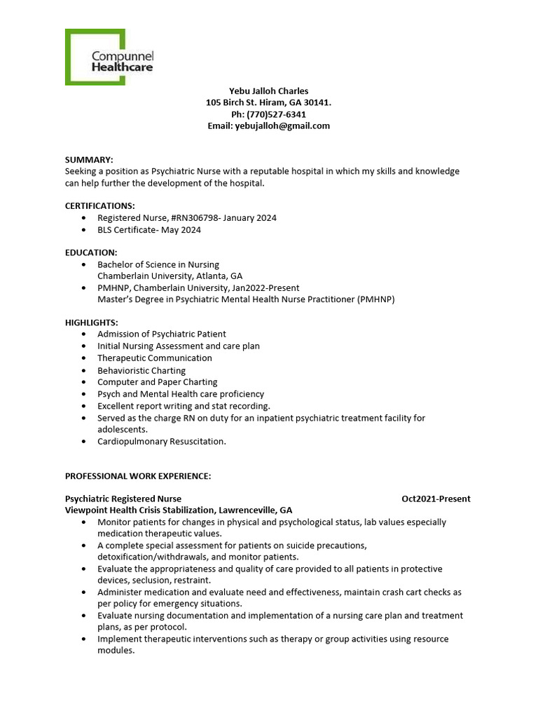 Submission Packet - Yebu Charles | PDF | Psychiatry | Mental Disorder