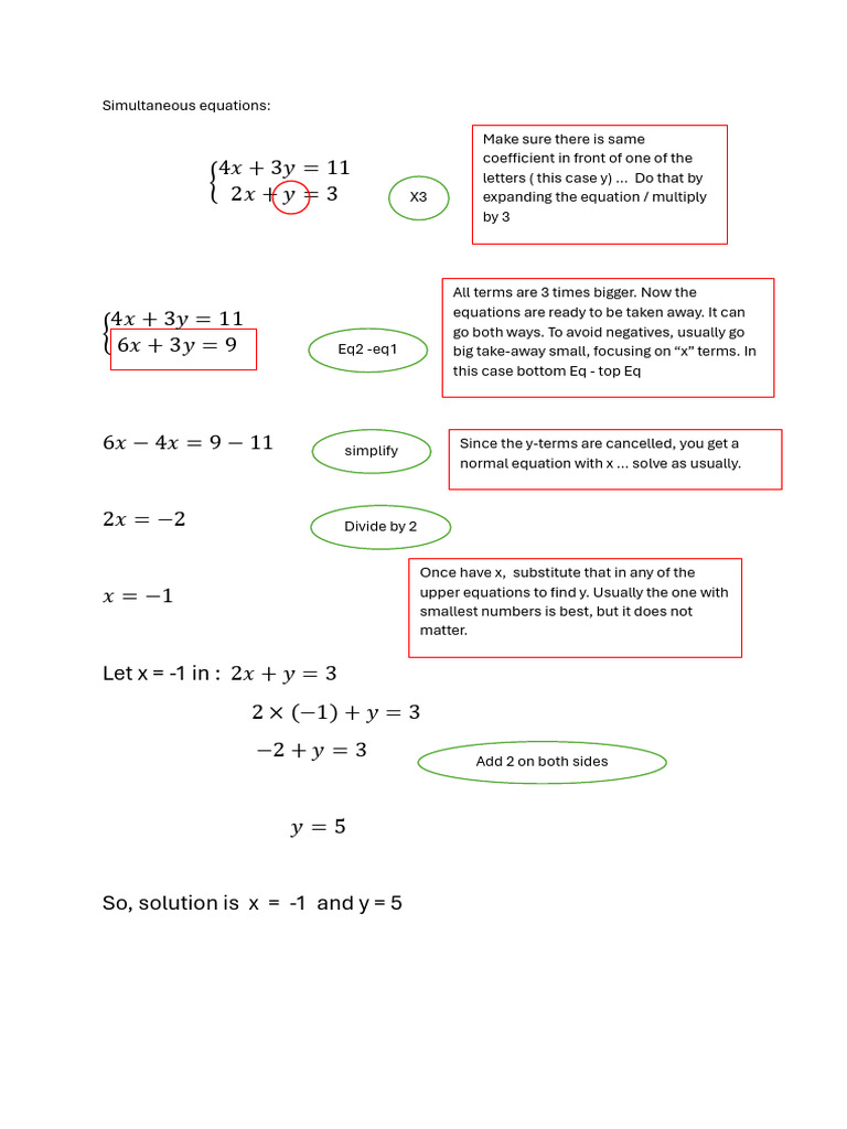Simultaneous Equations Selection Notes | PDF