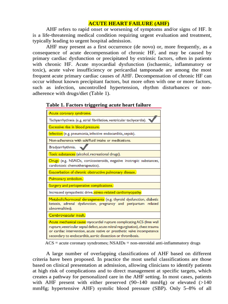 Acute Heart Failure | PDF | Blood Pressure | Heart Failure