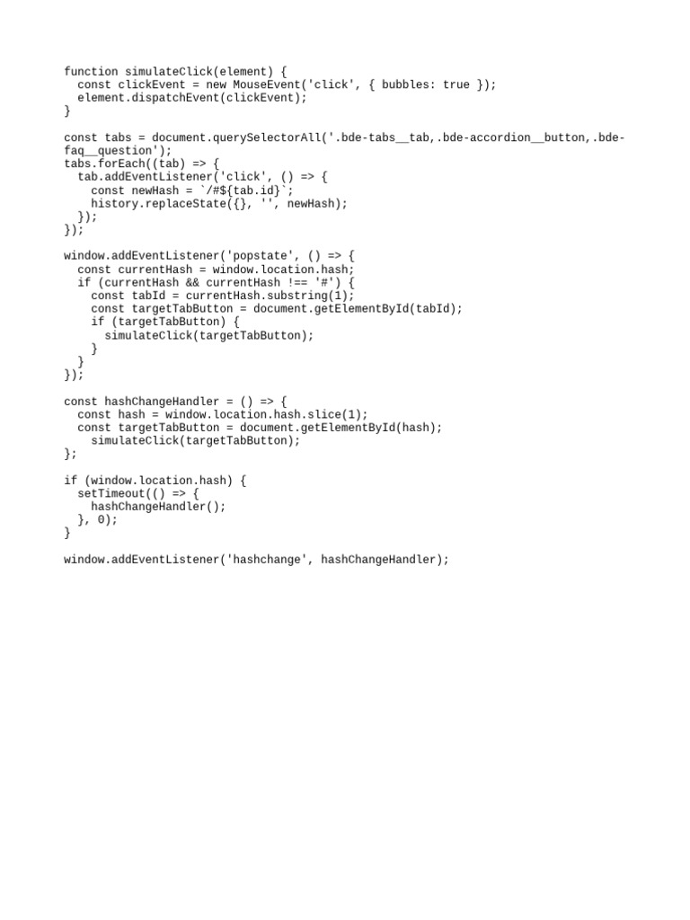 snippet hash links in tabs breakdance | PDF