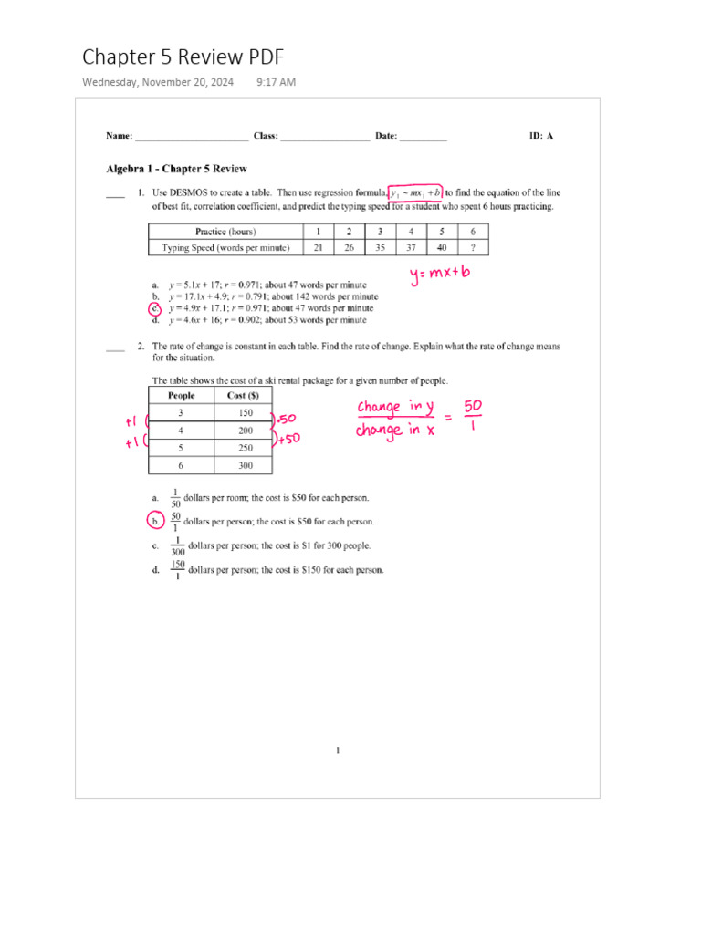 Chapter 5 Review Answers | PDF