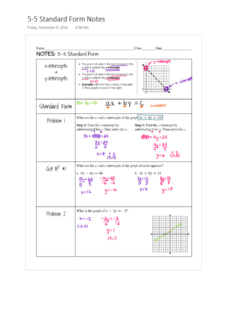 5-5 Standard Form Notes | PDF