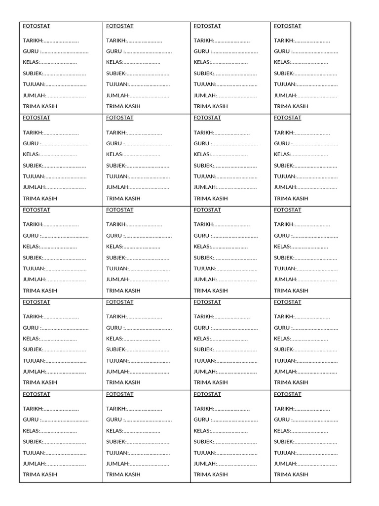 Fotostat Borang | PDF