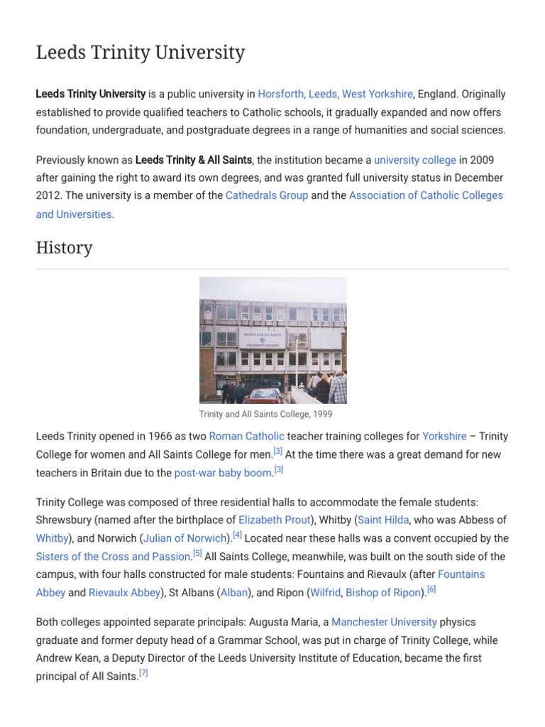 Leeds Trinity University - Wikipedia | PDF