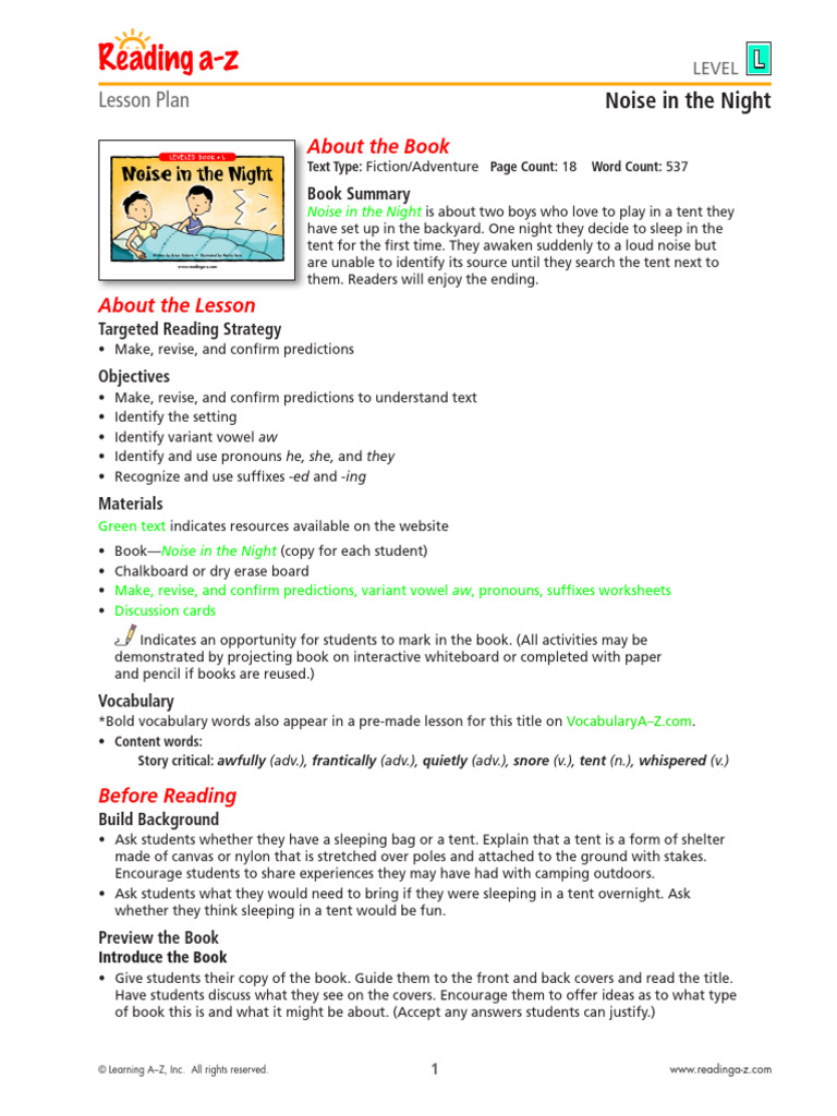 Noise in the Night_00 | PDF | Verb | Reading Comprehension