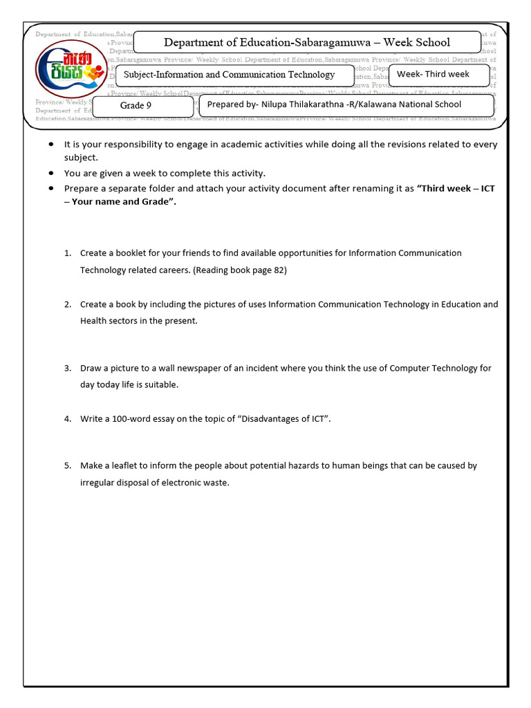2nd week of November -Grade 9 ICT English (1) | PDF