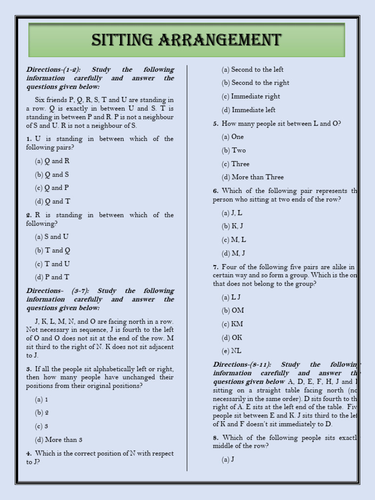 Sitting Arrangement | PDF