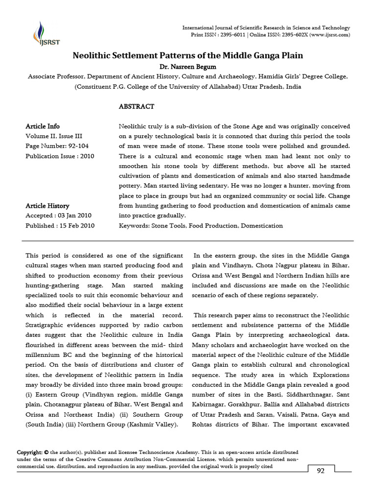 Neolithic Settlement Patterns of The Middle Ganga Plain | PDF | Pottery ...