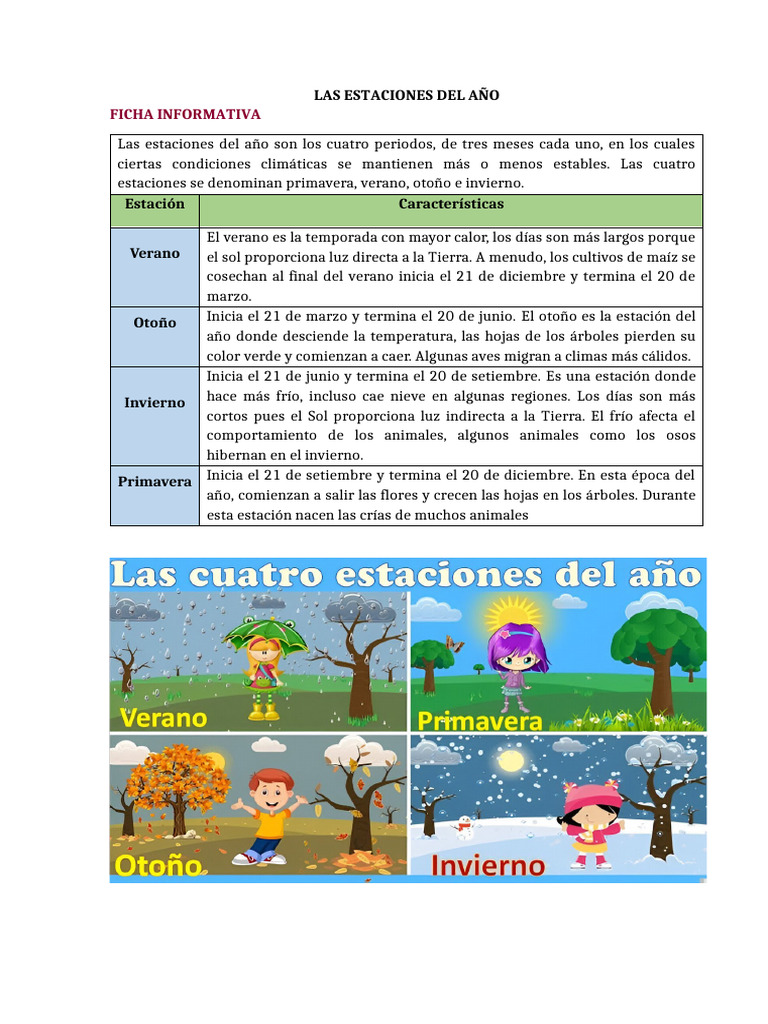 Características de las Estaciones del Año | PDF | Temporada de ...