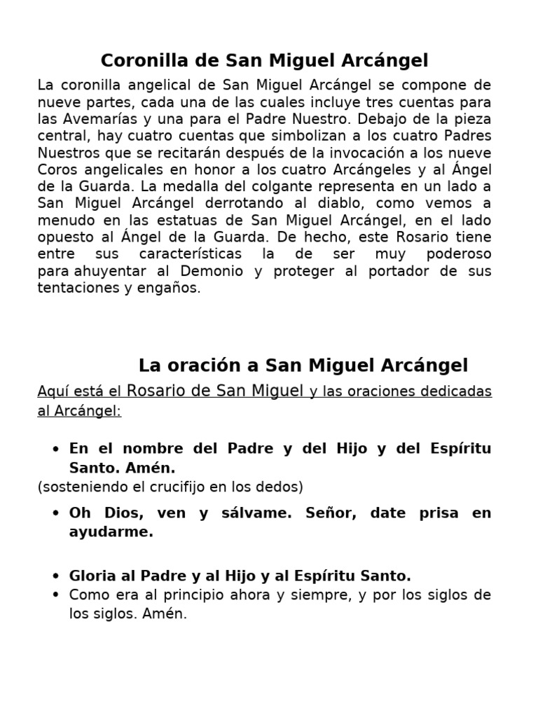 Coronilla A San Miguel Arcángel | PDF | María, madre de Jesús | orador del Señor