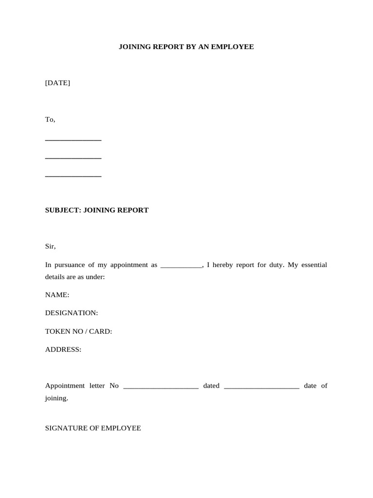 Employee Joining Report Template | PDF