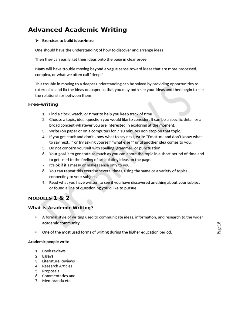 Advanced Academic Writing Notes-1 | PDF | Subject (Grammar) | Syntax