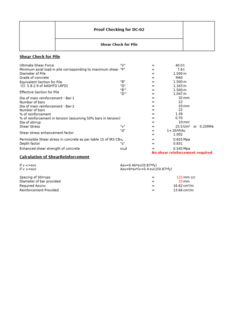 DC-02 Pile Shear Check Analysis | PDF | Materials | Building Engineering